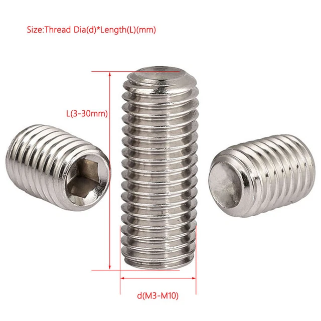 M3 M4 M5 M6 M8 M10 Socket Cup Point Grub Screws Hex Allen Set Screws 316 SS EUR 1,72 - PicClick FR