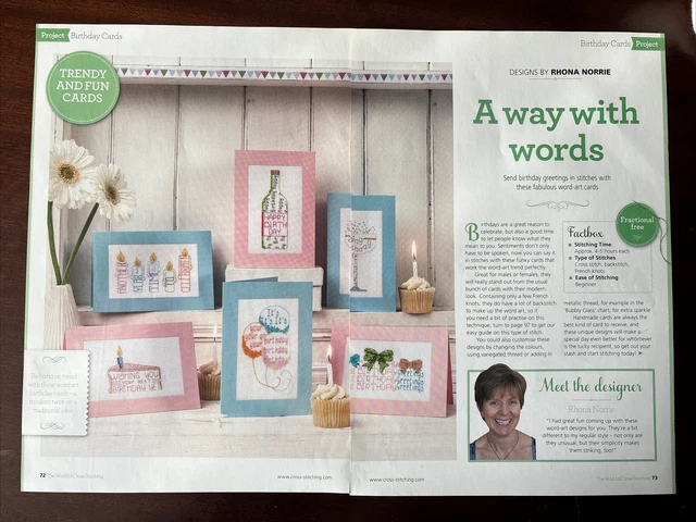 Word Art Birthday Card Cross Stitch Charts X 6 From A Magazine £1 0057