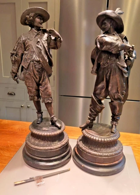 PAIR OF ANTIQUE spelter figures - Cavaliers - approx 50cm tall £140.00 ...