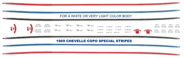 1969 CHEVROLET CHEVELLE COPO Special Stripes 1/32nd Waterslide Decals ...