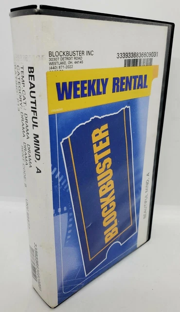 RARE VINTAGE BLOCKBUSTER Rental Case VHS A Beautiful Mind Russell Crowe ...