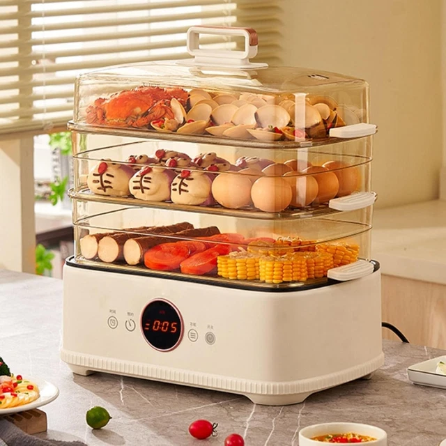 ELECTRIC FOOD STEAMER with 3-Tier BPA-Free Steam Trays 18L Large ...