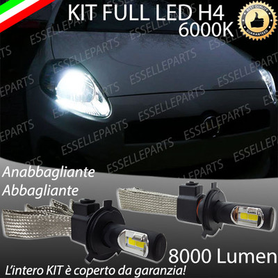 KIT FULL LED Fiat Grande Punto Lampade Led H4 6000K Bianco Ghiaccio No ...