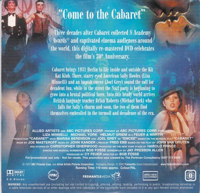 CABARET ( DAILY MIRROR Newspaper DVD ) Widescreen EUR 1,90 - PicClick DE