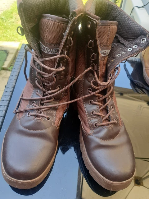 NITEHAWK ARMY/MILITARY PATROL Brown Leather Combat Boots Outdoor Cadet ...