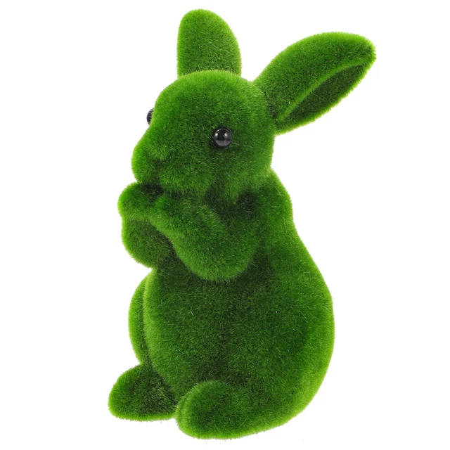 MOUSSE VERTE FIGURINES De Lapin Ornement Simulé Animal Animaux Ménage ...