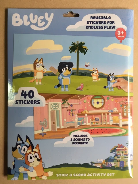 ~ BLUEY STICK a Scene Activity Set ~ 40+ Reusable Stickers ~ Chilli ...