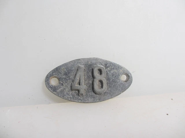 VINTAGE ALUMINIUM HOUSE Number "48" Forty-Eight Plaque Sign Old Oval 2. ...