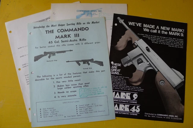 VINTAGE COMMANDO ARMS Brochures Pamphlets Price Lists Mark III Mark 9 ...