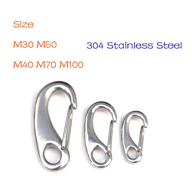 M30-M100 STAINLESS STEEL Carabiner Clip Snap Hook Spring Loaded ...