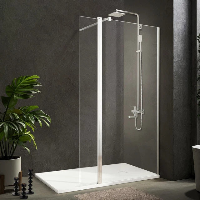 WET ROOM SHOWER Screen With Flipper Panel Walk In Enclosure 8mm Easy ...