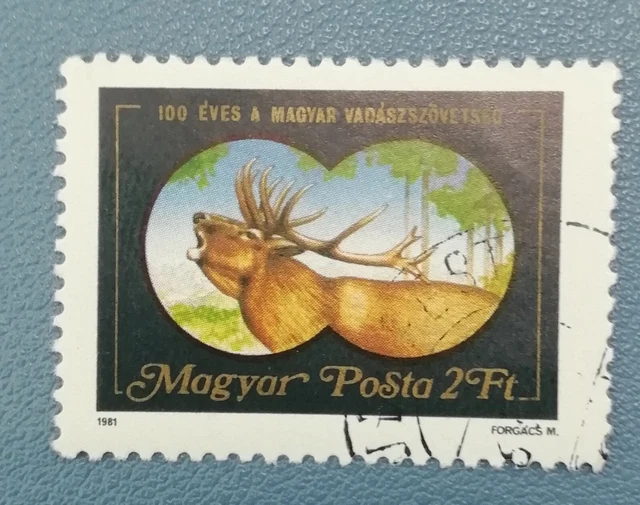 TIMBRE HONGRIE MAGYAR Posta Stamp Cerf 1981 Cervus 100 Eves A Magyar ...