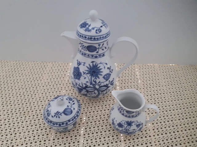 KAFFEEKANNE ZUCKERDOSE MILCHKÄNNCHEN - Set - Kahla / Triptis - Zwiebelmuster - EUR 15,00 ...