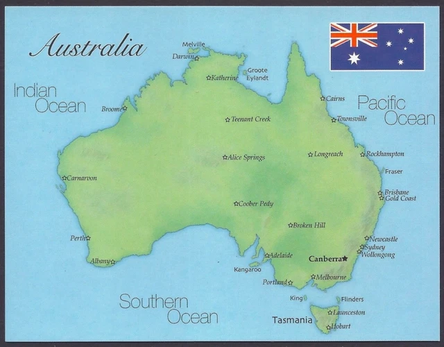 AUSTRALIA - MAPPA del continente, map, maps, bandiera - Cartolina non ...