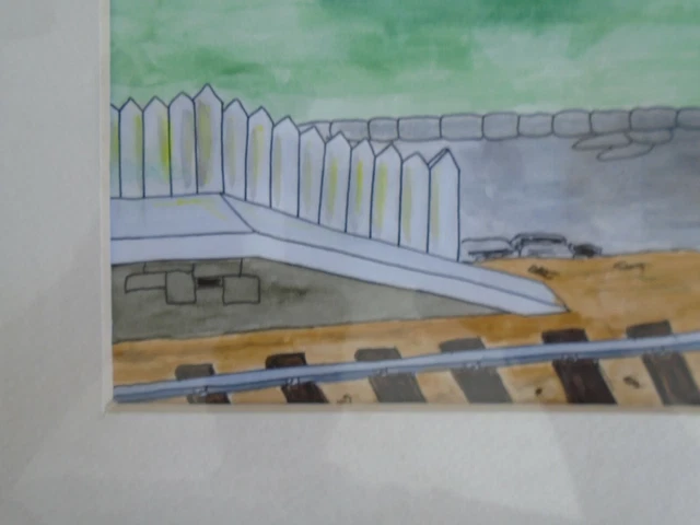 ORIGINAL WATERCOLOUR PAINTING of Thomas the tank engine in blue frame ...