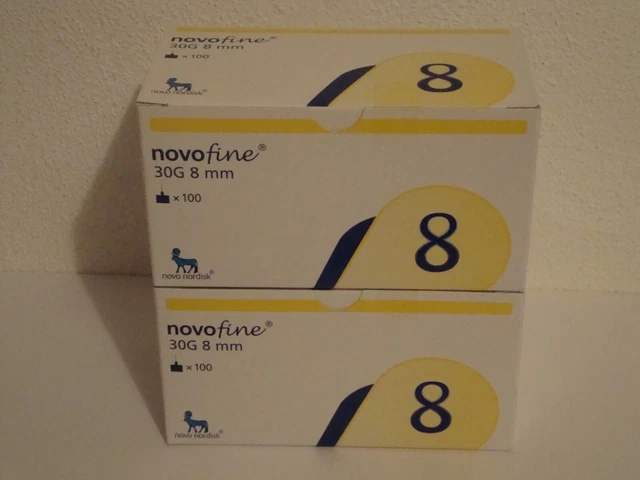 NOVOFINE PEN NADELN 30G 0,3x8 mm 2 x 100 ges. (200 Stück) NEU OVP MHD ...