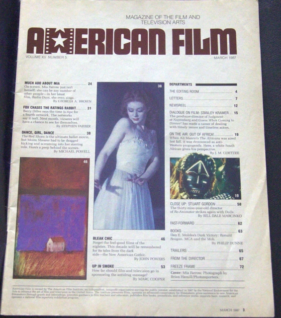 AMERICAN FILM MAGAZINE - March 1987. AFI, Mia Farrow, Woody Allen ...