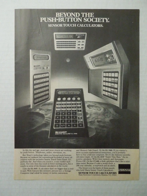 1978 SHARP SENSOR Touch Calculators Magazine Ad - Beyond The Push ...