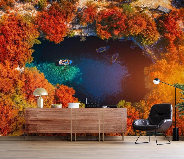 3D FOREST LAKE E1190 Wallpaper Mural Paper Wall Print Indoor Murals CA ...