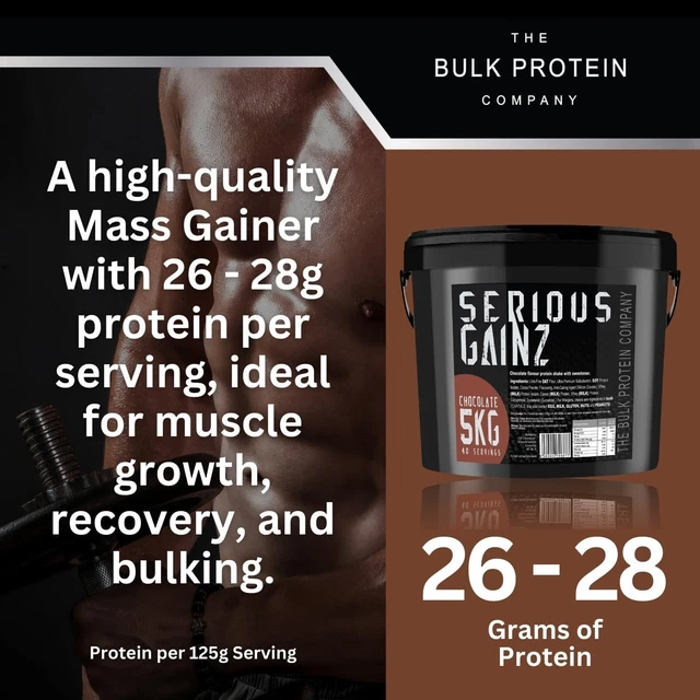 THE BULK PROTEIN Company, SERIOUS GAINZ - Whey Protein Powder - Weight ...