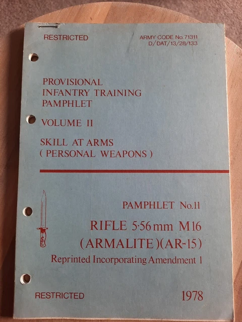 BRITISH ARMY PAMPHLET Rifle 5.56 M16 AR15 Armalite £10.00 - PicClick UK