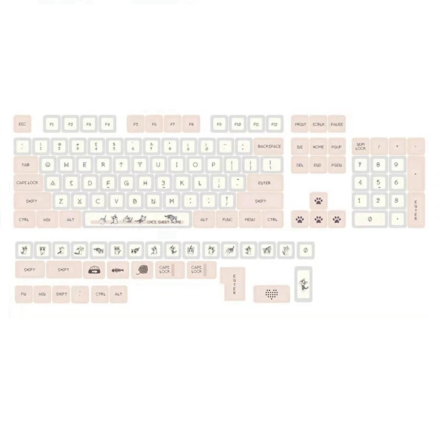 136 TASTEN XDA Profile Keycaps PBT DYE-SUB Cute Theme Pink Keycap für ...