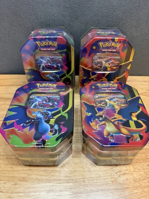 POKÉMON TCG: MEGA Charizard Y ex & X ex Tin Bundle - 4 Tins New Sealed ...