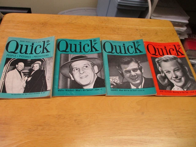 4-QUICK MAGAZINES.7-4,9-26,10-24,12-12ALL IN 1949."June Allyson, Arthur ...