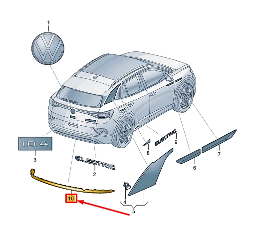 VW ID.4 E21 Rear Bumper Trim 11A8533339B9 NEW GENUINE £99.89 - PicClick UK