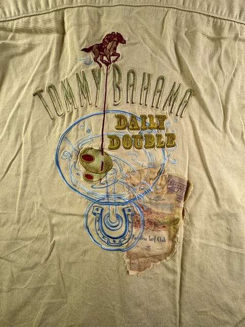 TOMMY BAHAMA DAILY Double Silk Button Up Hawaii Yellow Paradise Turf ...