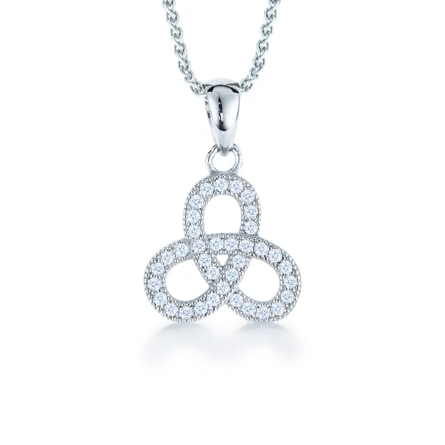 RHODIUM SILBER JEWELCO London CZ Brezel Charm Anhänger Halskette 16>18 ...