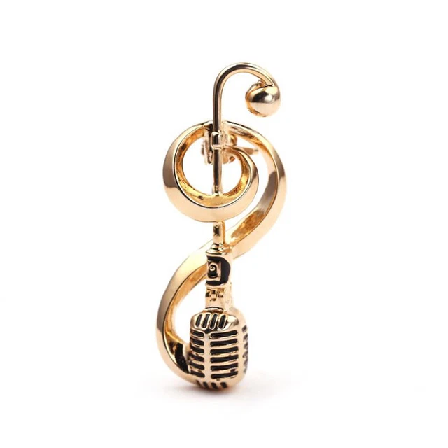 ANTIQUE MICROPHONE MUSIC Note Brooch Collar Pins Women Corsage Hat ...