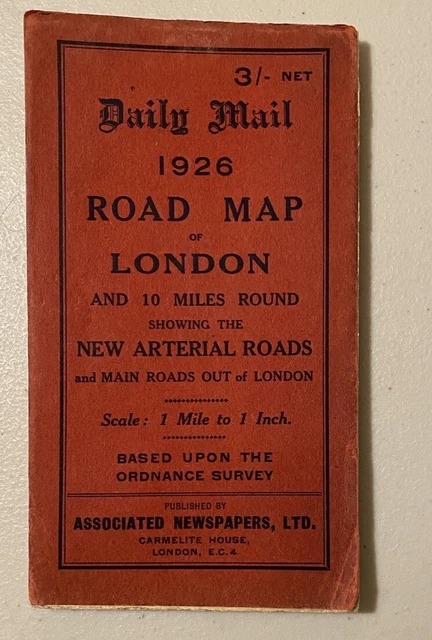 DAILY MAIL ROAD Map of London & South East 1926 Original Vintage VGC £6 ...