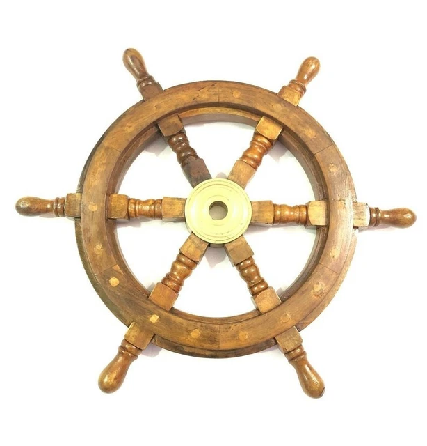 ANCIEN EN BOIS Bateau Volant de Direction Marin Maritime Mural Décor Fait Main EUR 55,39 ...