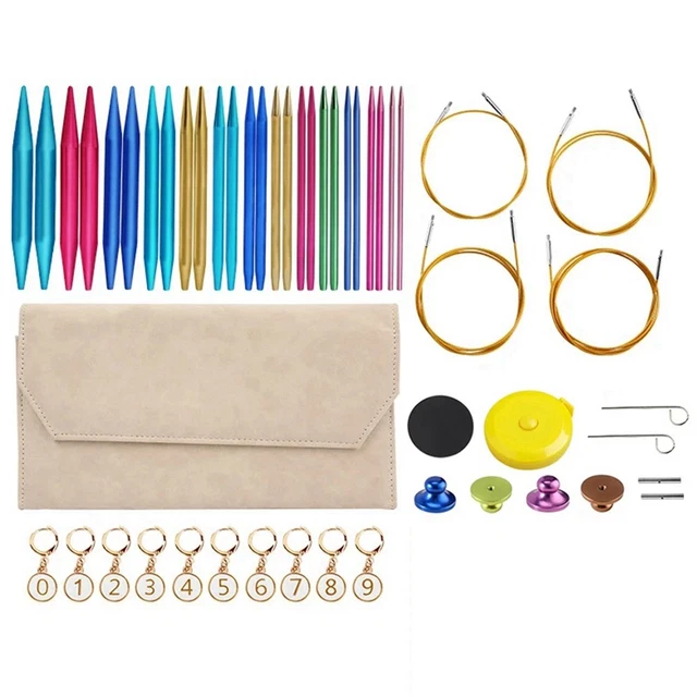 3X(ALUMINUM INTERCHANGEABLE SEWING Crochet Needles Circular ...