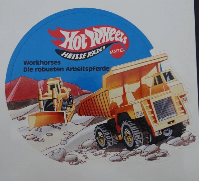 WERBE-AUFKLEBER MATTEL HOT Wheels Workhorses Bagger Muldenkipper LKW ...