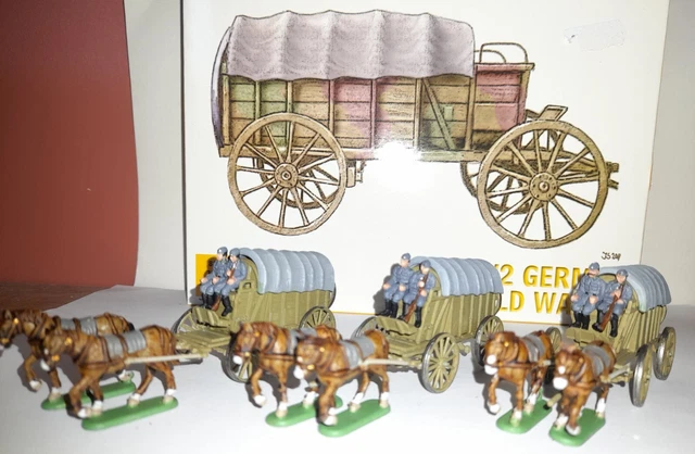 PAINTED SOLDIERS 1/72 20mm GERMAN FIELD WAGONS - WORLD WAR TWO x 3 HAT ...