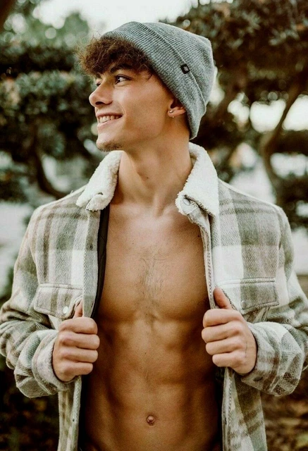 SHIRTLESS MALE BEEFCAKE Muscular Hunk Handsome Jock Coat Cap Guy PHOTO ...