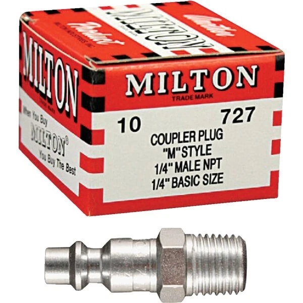 (1-10PK)-MILTON HARDENED STEEL Rust Resistant M-Style 1/4" Male NPT Air ...