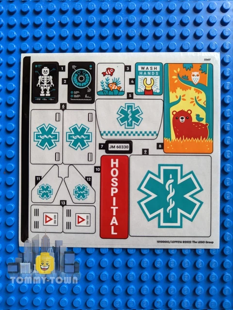LEGO TOWN CITY STICKER SHEET ONLY for Lego set 60330 Hospital - Brand ...