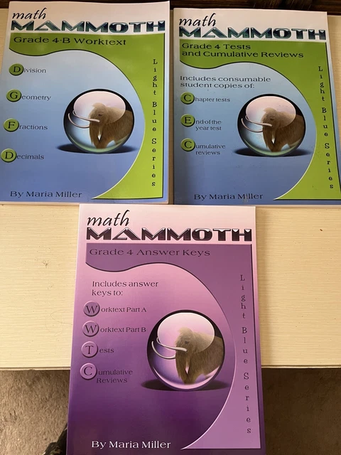 MATH MAMMOTH LIGHT Blue Series Grade 4 Set: Answer Key, Tests, 4B ...