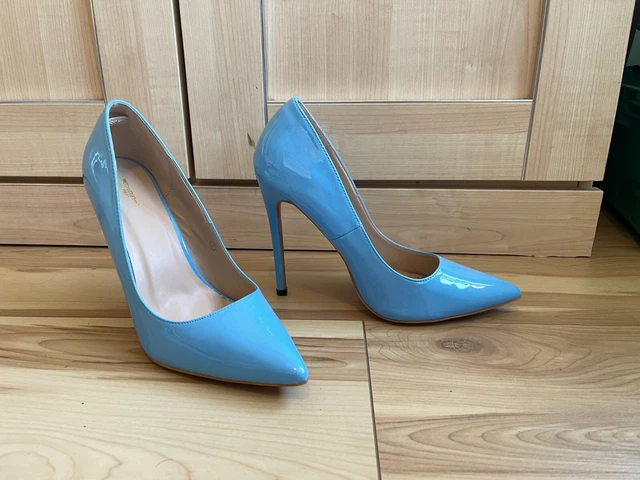 PLT LIGHT BLUE patent PU stiletto heel courts. UK 8, EU 41 Brand New £ ...