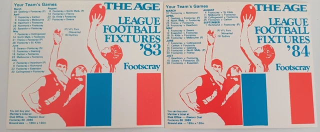 RARE 1983, 1984, 1985 & 1986 FOOTSCRAY VFL Fixtures from THE AGE - EX ...