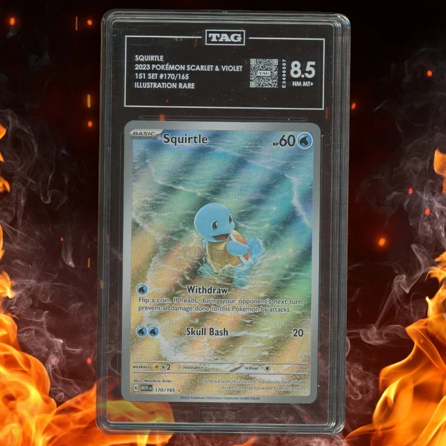 POKEMON 151 ENGLISH SQUIRTLE Illustration Rare Full Art 170/165 TAG 8.5 ...