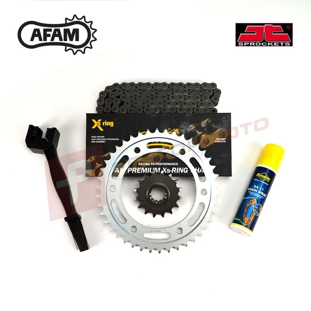 KIT CHAÎNE ET pignon anneaux X recommandé AFAM JT pour gaz 125 SM 2002 ...