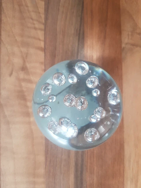 2 ROUND GLASS Paperweights Bubbles And Flower £21.50 - PicClick UK
