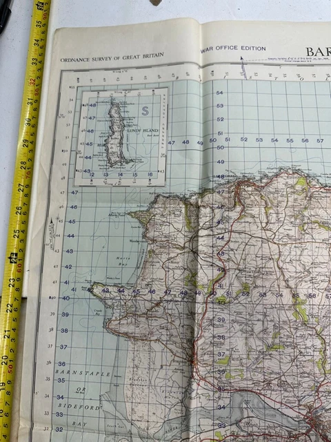 ORIGINAL WW2 BRITISH Army OS Map of England - War Office - Barnstaple £ ...