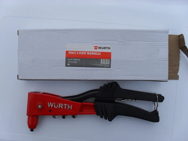 PINCE A RIVETS A RIVETER WURTH + 4 embouts 2.4 à 5 mm Neuve RIVETEUSE ...