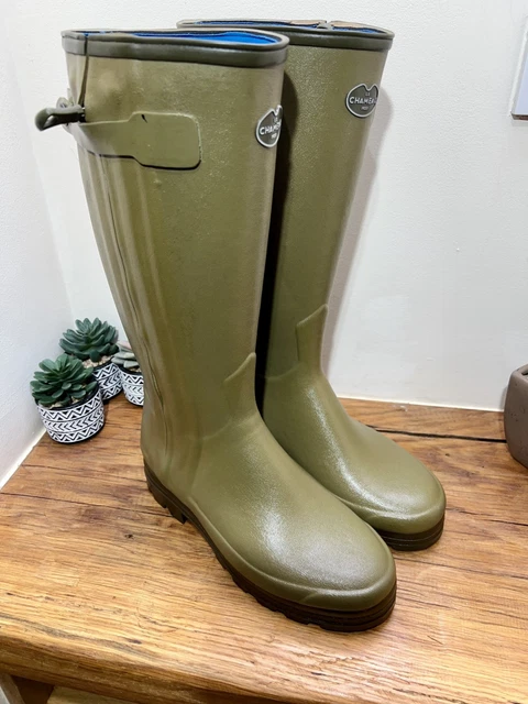 LE CHAMEAU CHASSEUR Neoprene Lined Wellies UK Size 12 Full Zip Calf ...