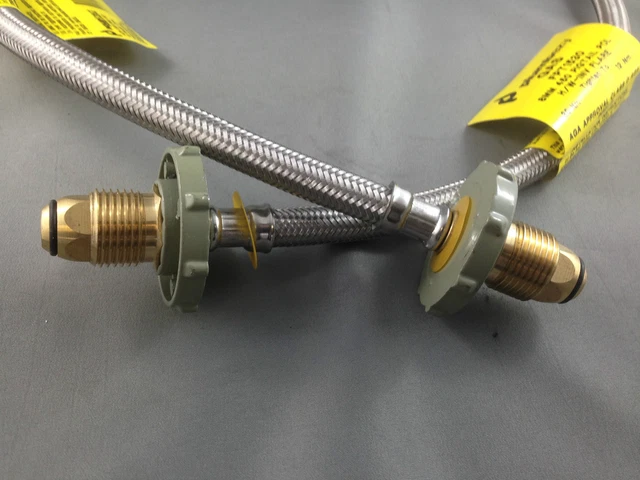 LPG GAS Cylinder Kit 2 X Pigtail S.s Braided Hose & 3 Way Connector ...